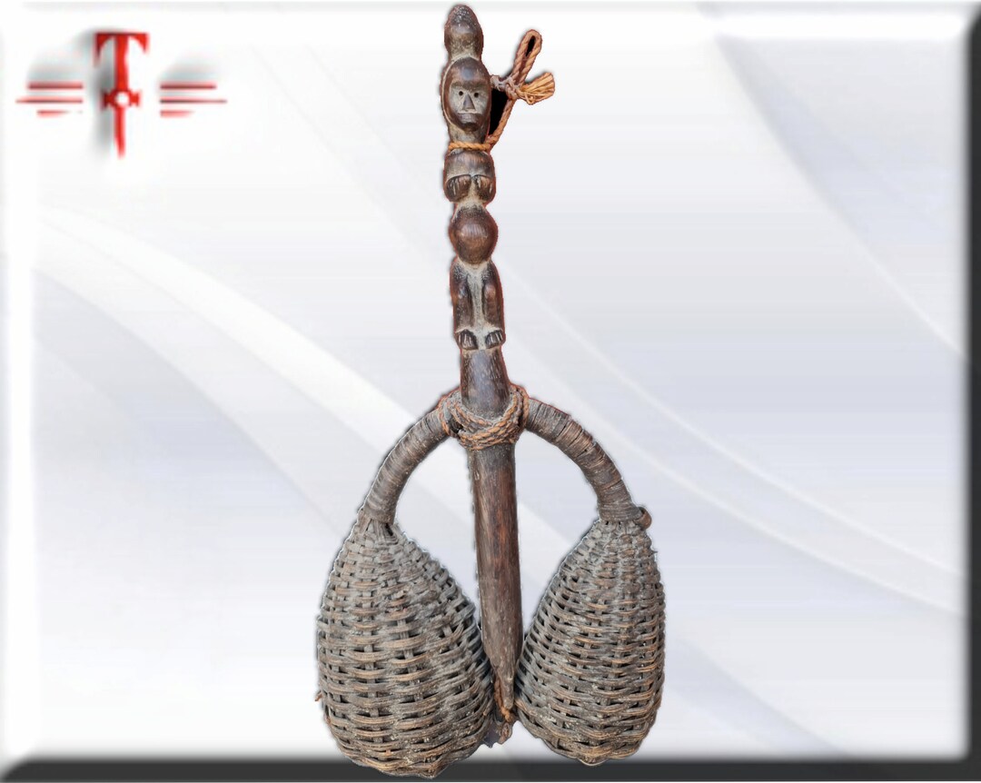 Tribal Double Rattle, African Art, Art Gallery, Handmade - Etsy
