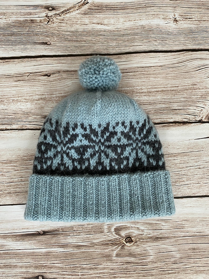 Nordic Snowflake Hat Knitting Pattern Knit Wool Warm Hat - Etsy
