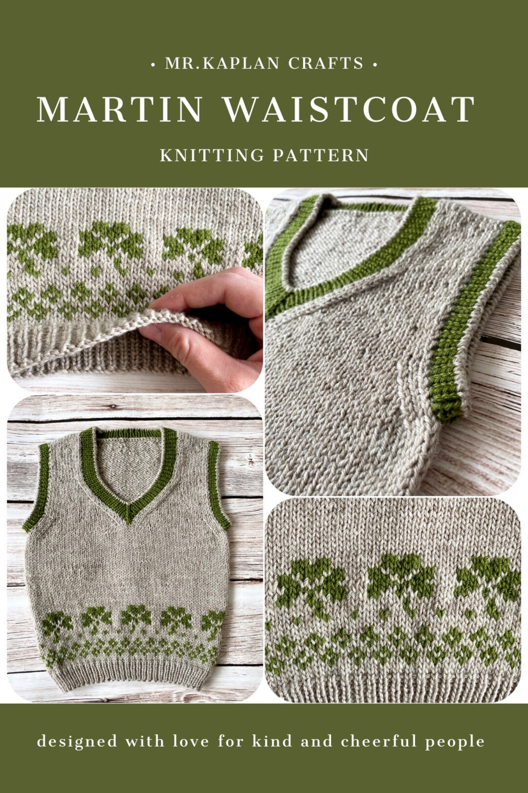 Knitting Pattern Merino Waistcoat Vest for Kids Shamrock - Etsy