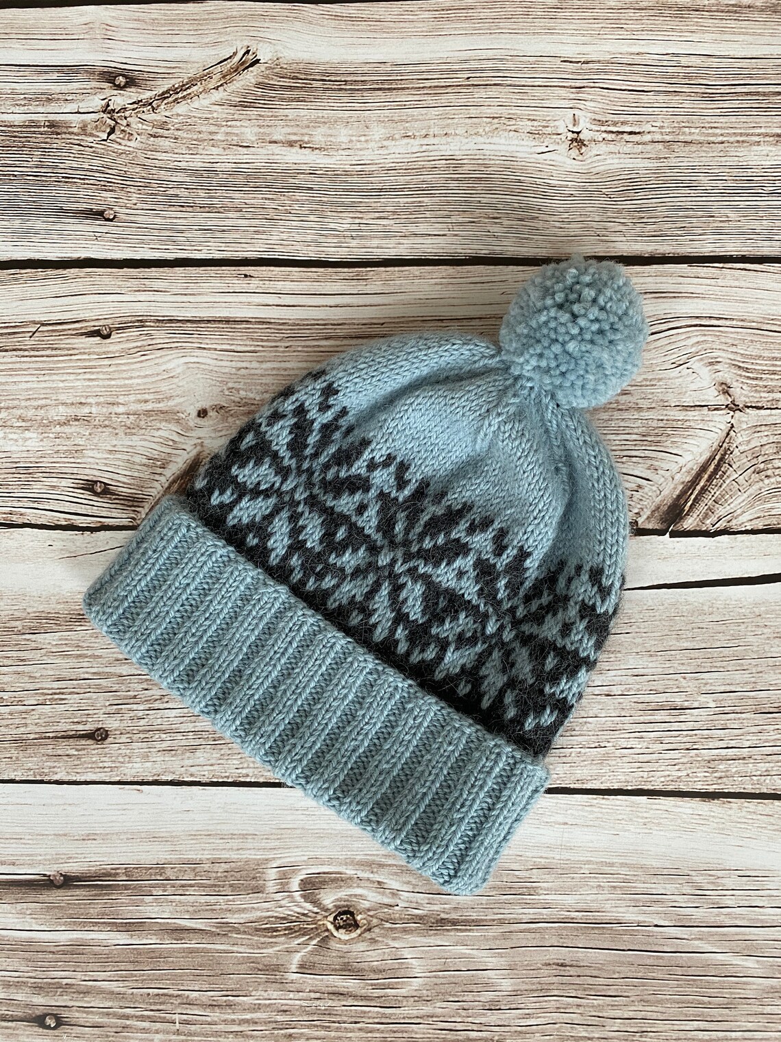 Nordic Snowflake Hat Knitting Pattern Knit Wool Warm Hat - Etsy