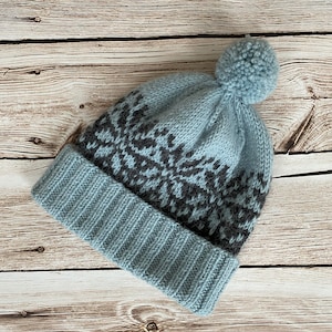 Nordic Snowflake Hat • Knitting Pattern • Knit Wool Warm Hat • Color ...