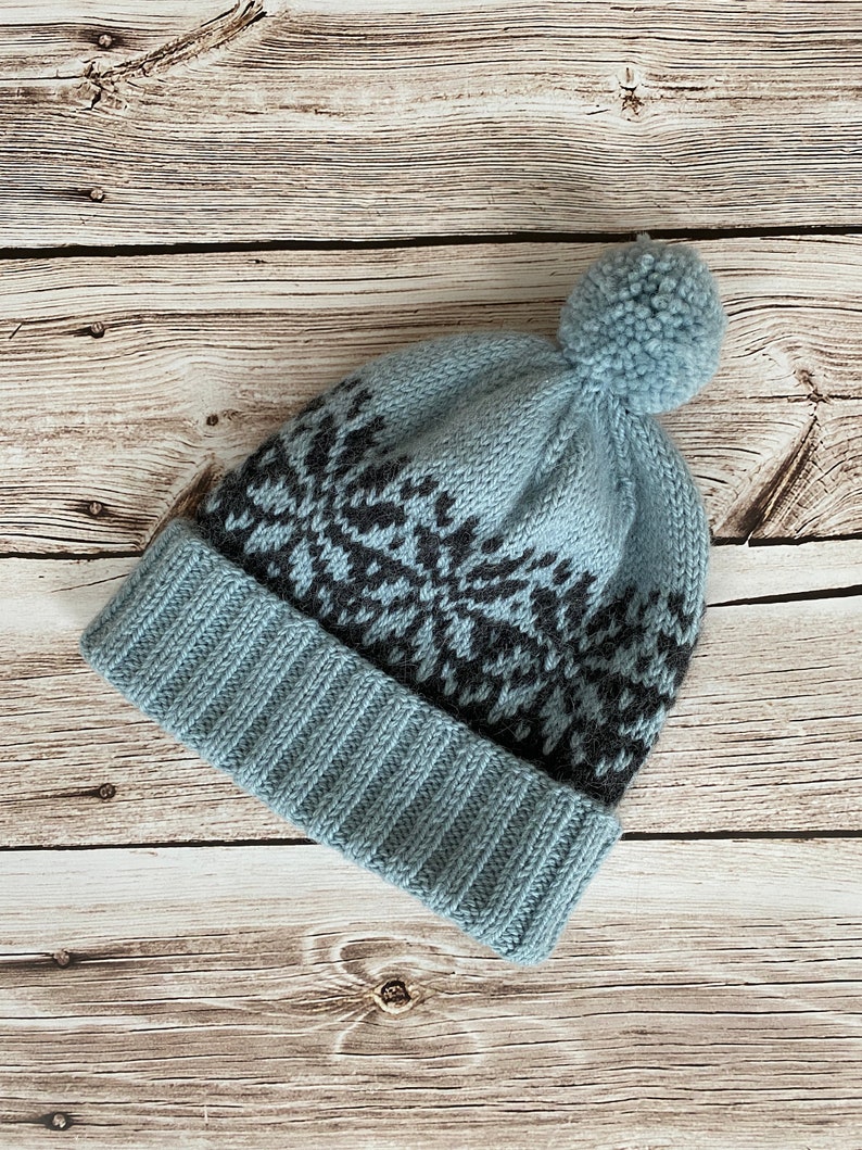 Nordic Snowflake Hat Knitting Pattern Knit Wool Warm Hat - Etsy