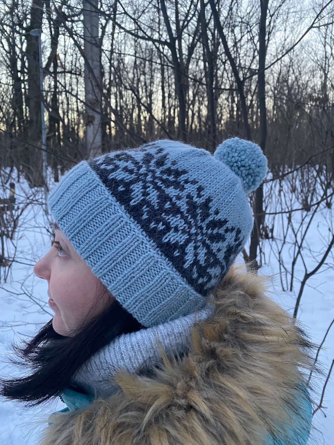 Nordic Snowflake Hat Knitting Pattern Knit Wool Warm Hat - Etsy