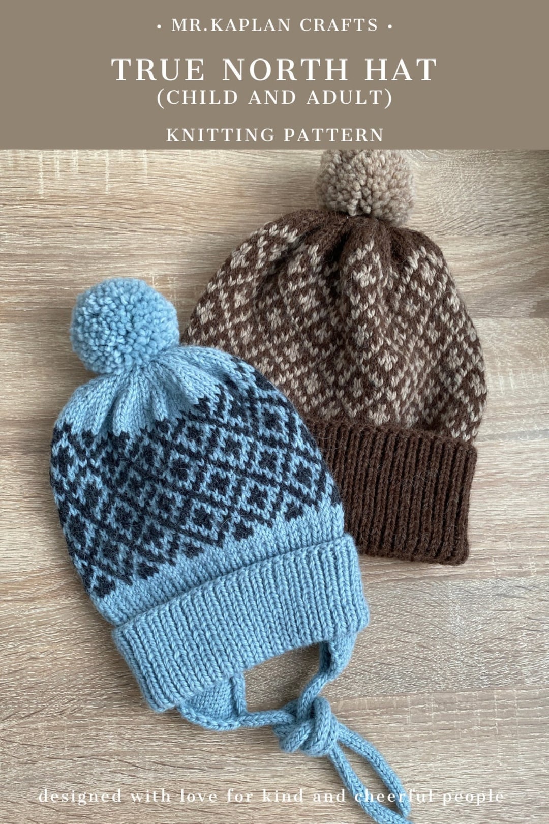 Knitting Pattern • Adult and Child Designs • Knit Wool Warm Hat • Color ...