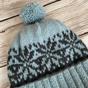 Nordic Snowflake Hat Knitting Pattern: Colorwork Wool Knit (PDF Pattern ...