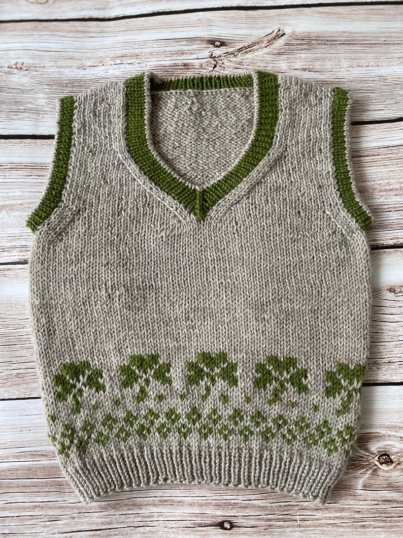 Knitting Pattern Merino Waistcoat Vest for Kids Shamrock | Etsy