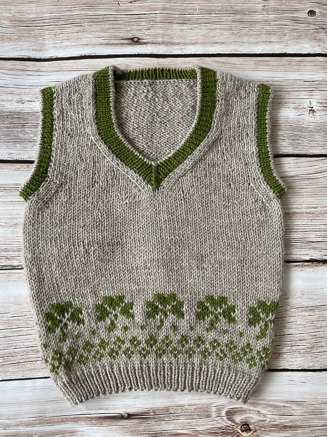 Knitting Pattern Merino Waistcoat Vest for Kids Shamrock | Etsy
