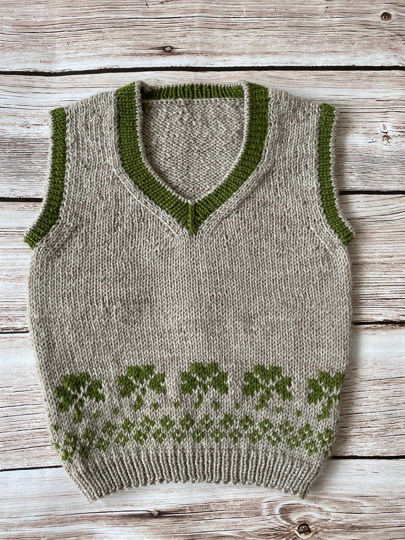 Knitting Pattern Merino Waistcoat Vest for Kids Shamrock | Etsy