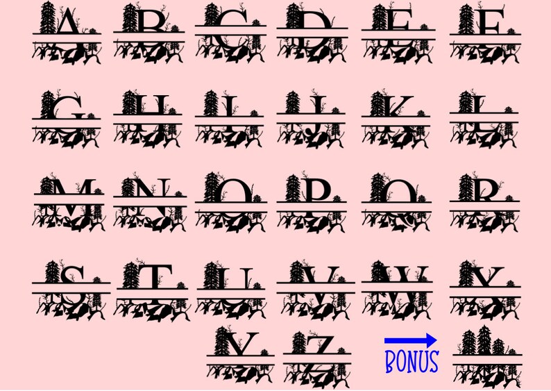 Monogram Rustic Alphabet PLUS BONUS A Monogram SVG for - Etsy