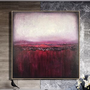 Large Original Dark Red Painting on Canvas Acrylic Burgundy Wall Art ...