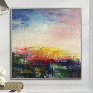 Large Landscape Painting Soft Colors Wall Art Sunset Artwork on Canvas ...