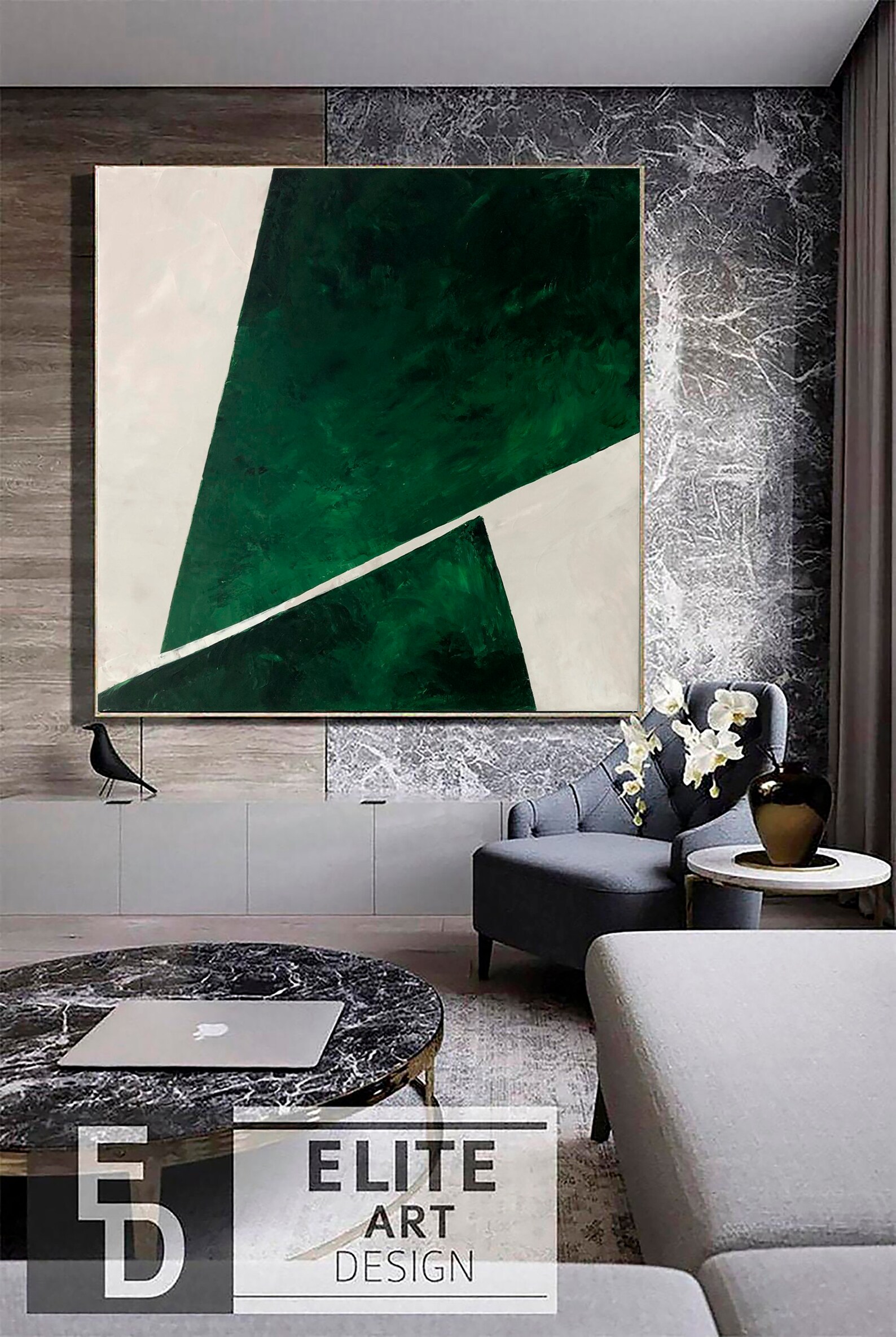 Large Green Abstract Painting Abstract Green Art on Canvas - Etsy