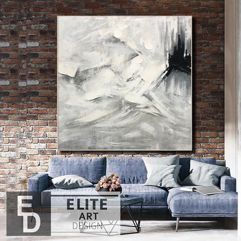 Large Original Abstract Painting White Paintings on Canvas - Etsy