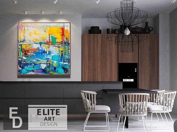 Extra Large Painting Contemporary Art Colorful Wall Art Framed - Etsy