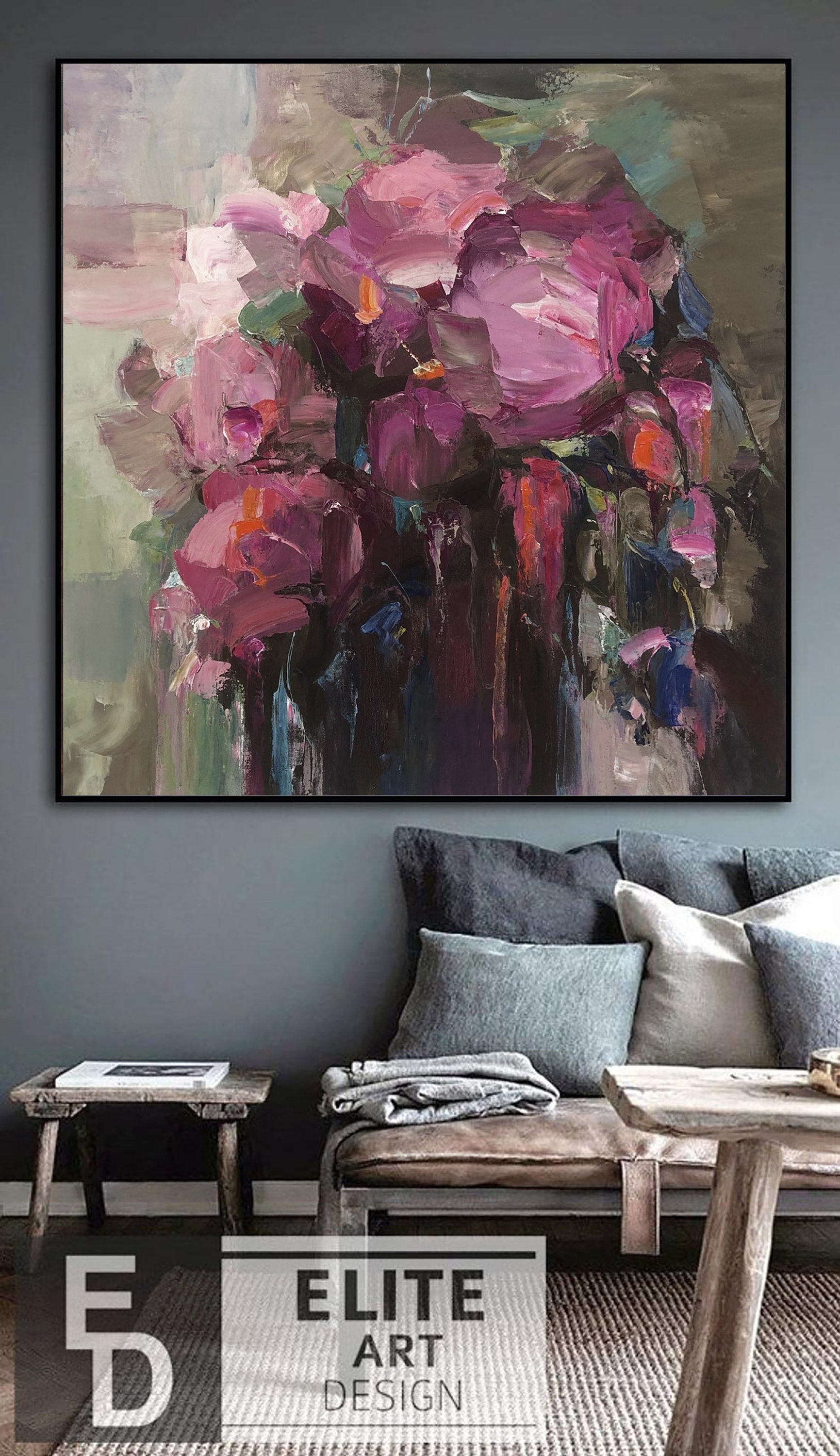 Abstract Flowers Paintings On Canvas Floral Art Impasto | Etsy