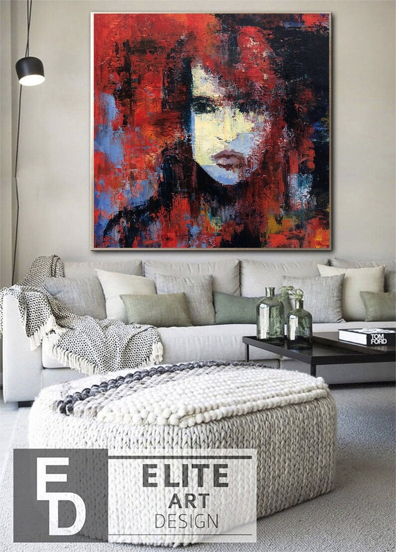 Lady in Red Painting Abstract Red Painting on Canvas | Etsy