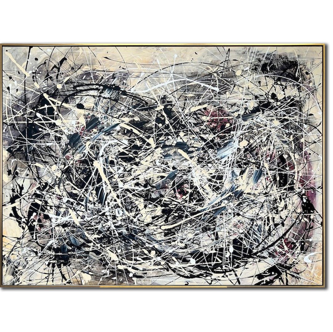 Large Jackson Pollock Style Acrylic Painting Original Horizontal Wall ...