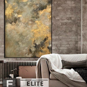 Abstract Gold Painting Large Abstract Painting on Canvas Modern Oil ...