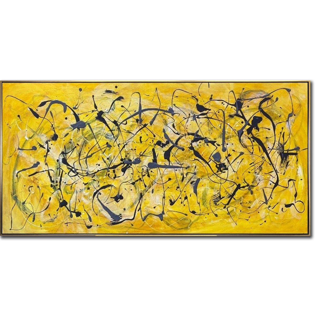 Jackson Pollock Style Dynamic Yellow Abstract Drip Painting - Etsy