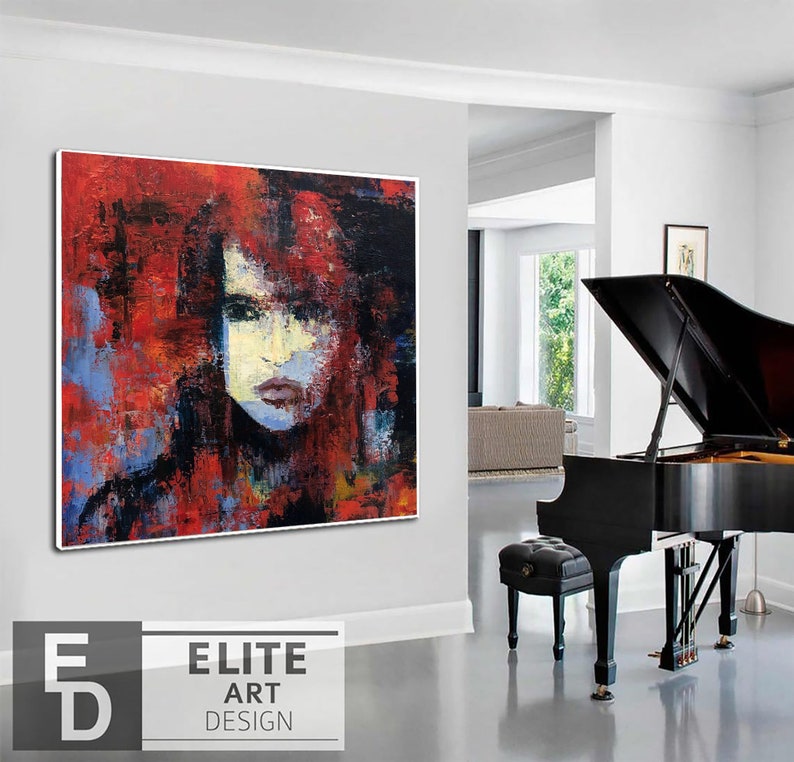 Lady in Red Painting Abstract Red Painting on Canvas | Etsy