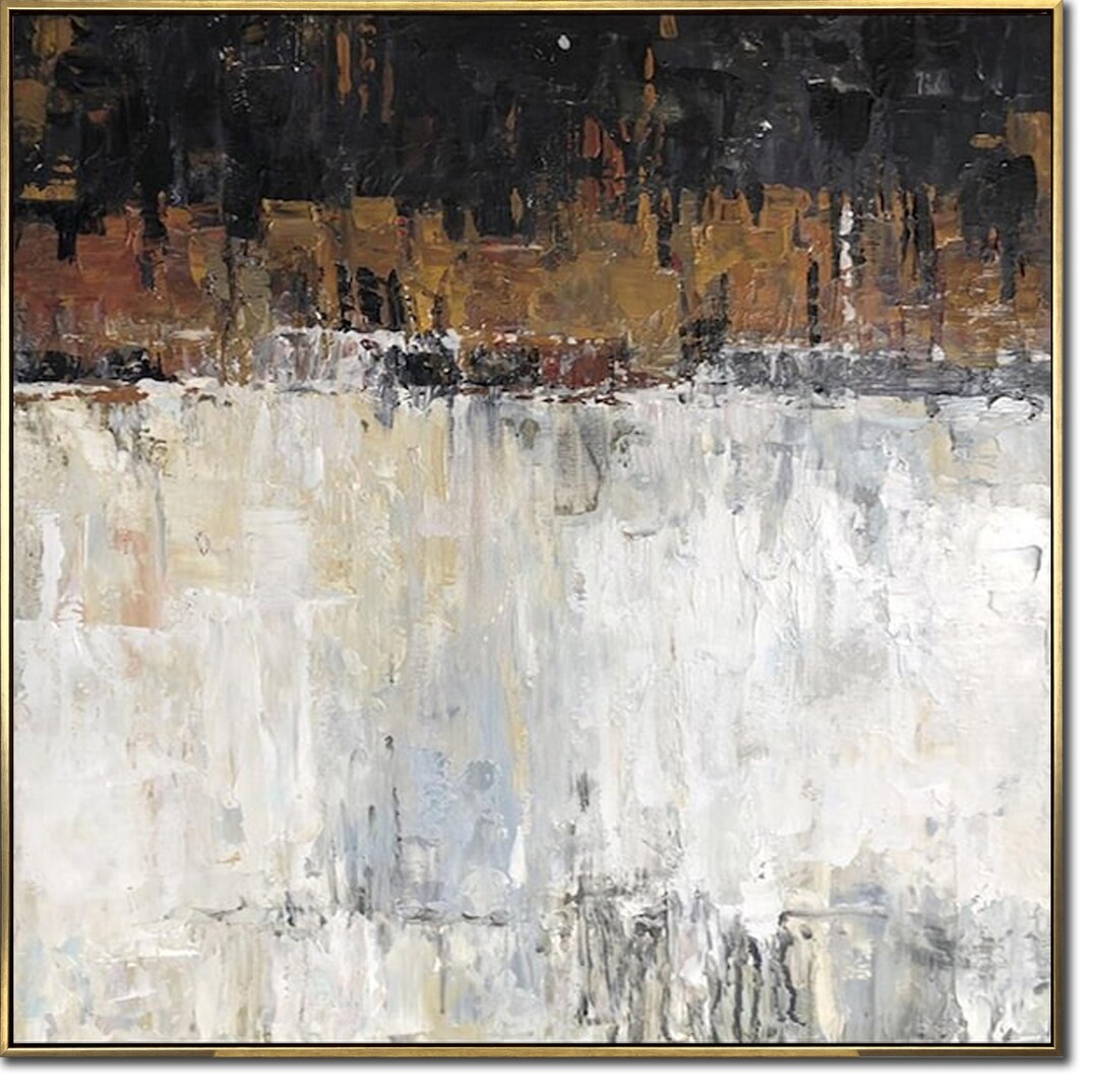 Abstract White Painting Abstract Brown Landscape Textured Artwork for ...