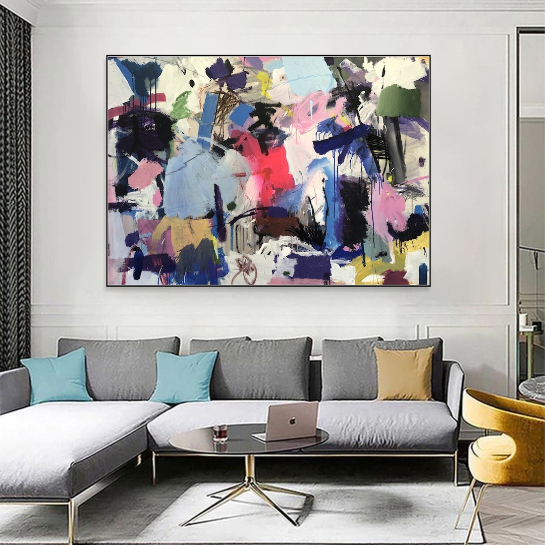 35.8x53.9 Abstract Purple Paintings on Canvas Abstract Contemporary Art ...