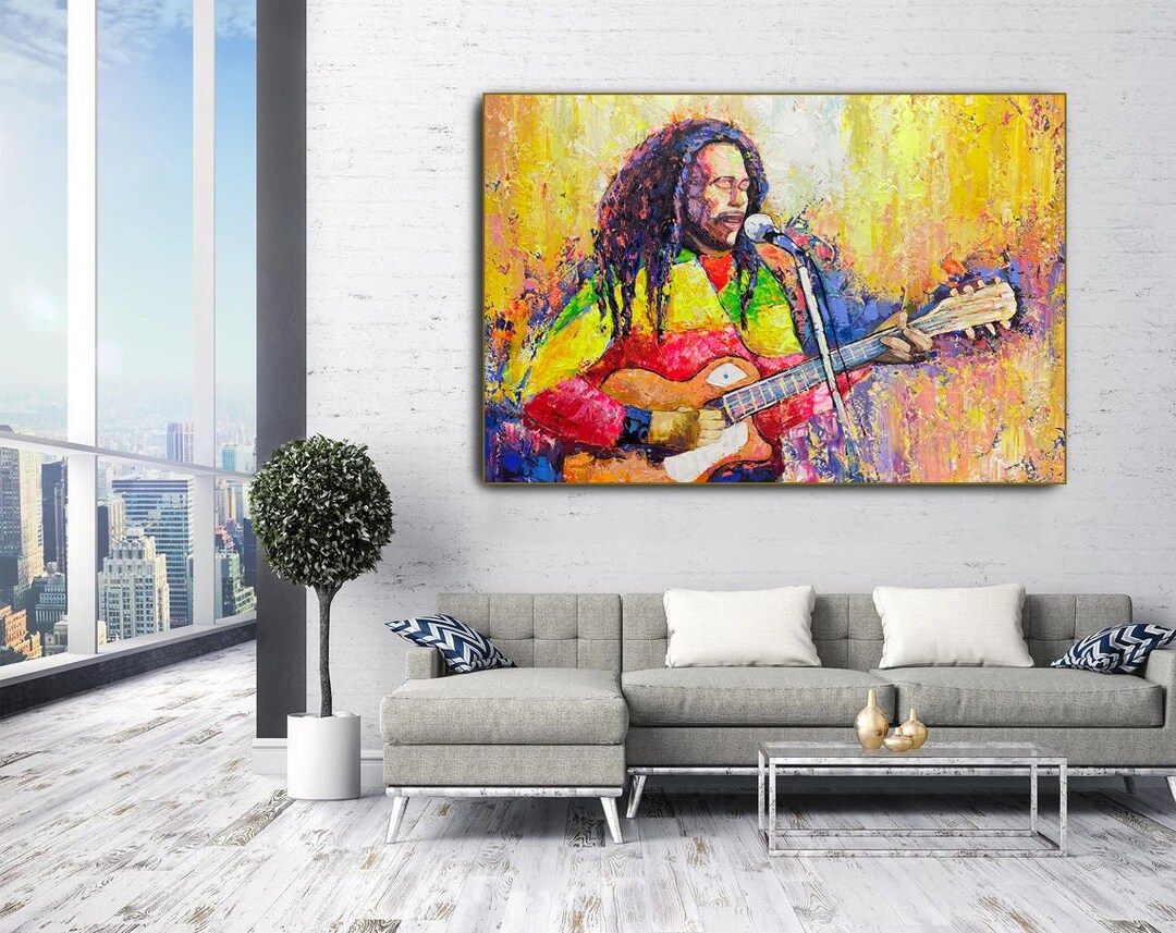 Abstract Guitar Player Acrylic Painting Original Bob Marley - Etsy