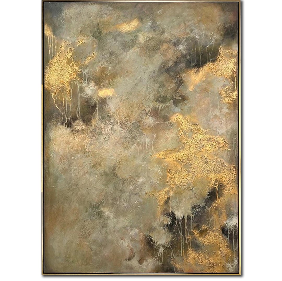 Abstract Gold Painting Large Abstract Painting on Canvas Modern Oil ...