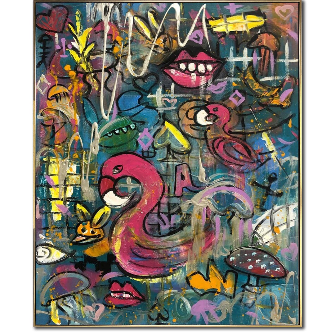 Graffiti Flamingo Pop Art Colorful Urban Abstract Street Painting Wall ...