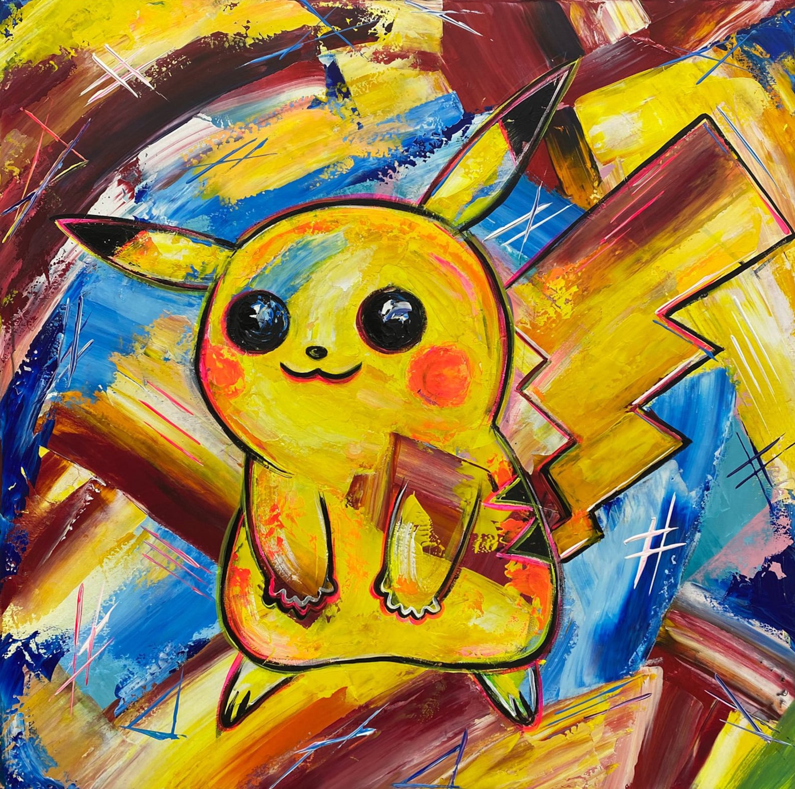 Large Original Canvas Wall Art Cartoon Characters Art Abstract | Etsy