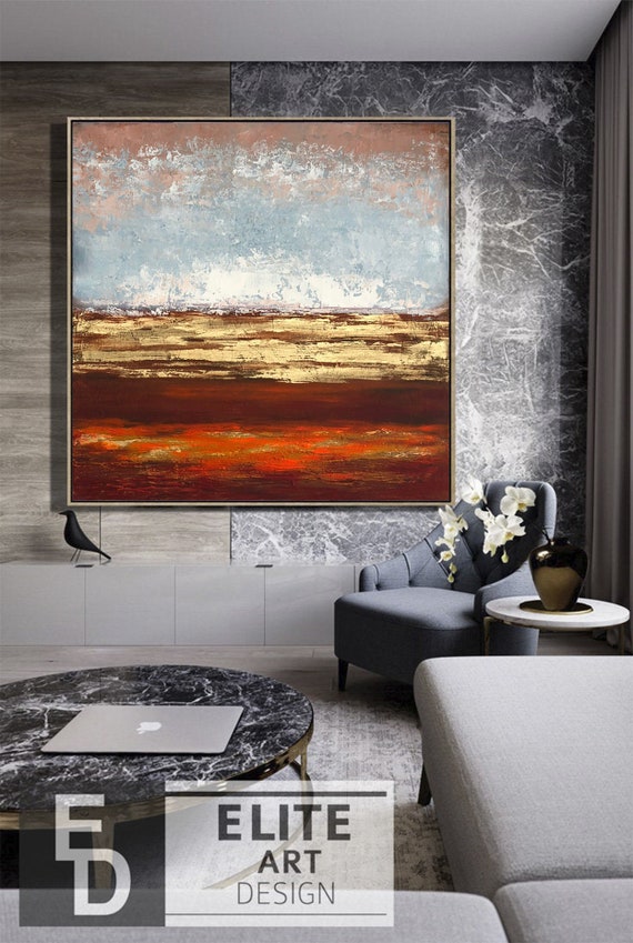 Original Abstract Red and Gold Oil Paintings on Canvas | Etsy