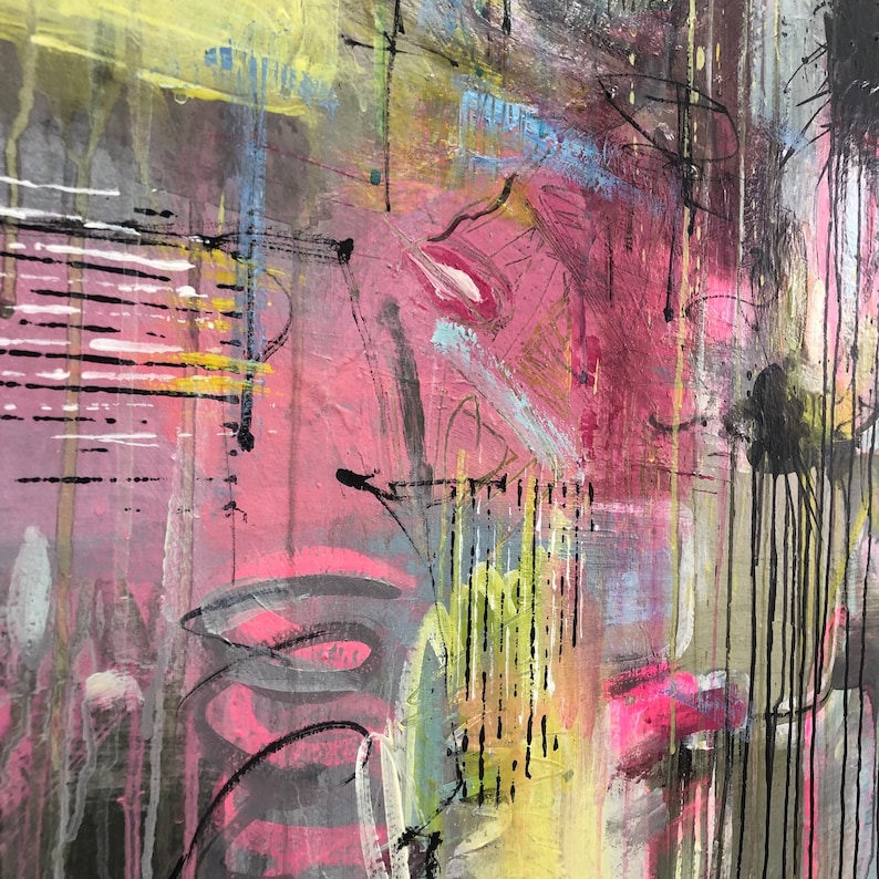 Abstract Expressionism Painting Canvas Pink Painting Modern - Etsy