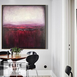 Large Original Dark Red Painting on Canvas Acrylic Burgundy Wall Art ...