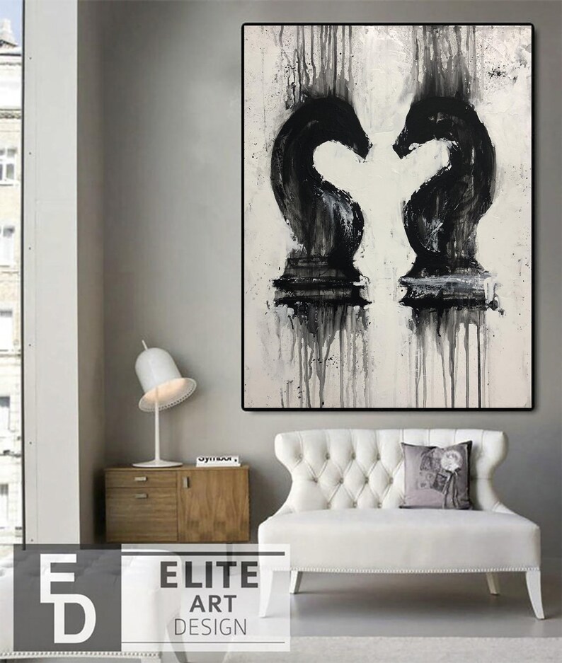 Abstract Painting Original Large Wall Art Chess Painting on | Etsy
