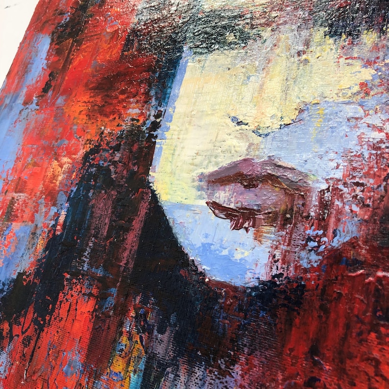 Lady in Red Painting Abstract Red Painting on Canvas | Etsy