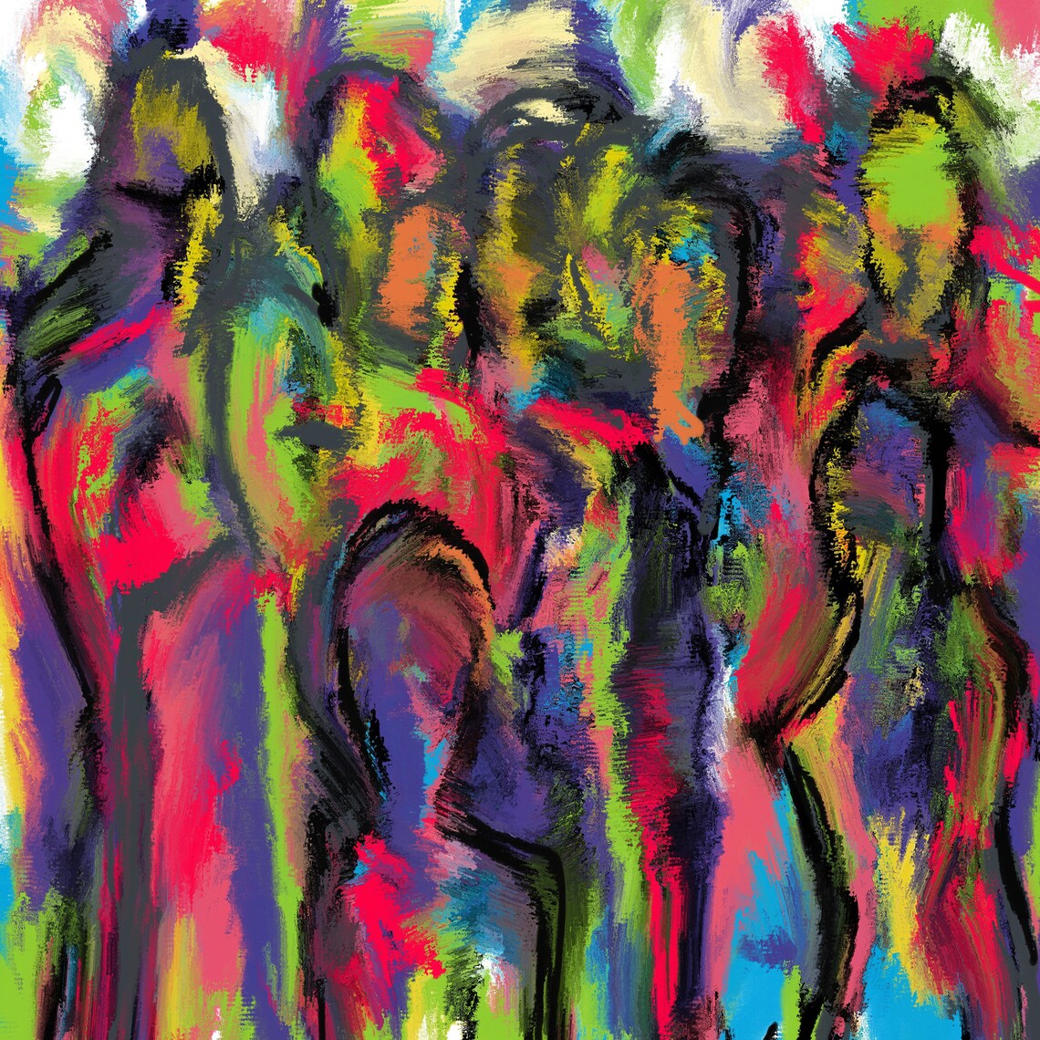 Abstract Human Painting Canvas Figurative Wall Art Vivid - Etsy