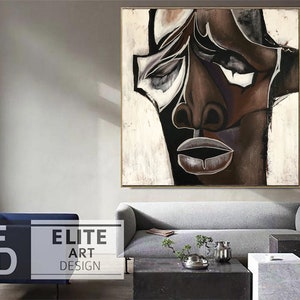 Extra Large Oil Painting Large Canvas Art Face Wall Art Abstract Face ...