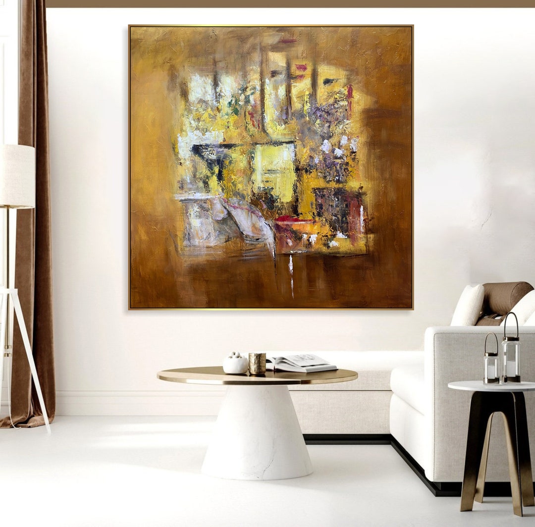 Original Gold Paintings on Canvas Rich Textured Gold Leaf Art Acrylic ...