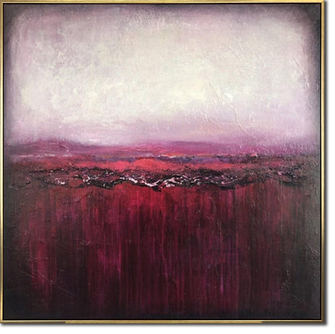 Large Original Dark Red Painting on Canvas Acrylic Burgundy Wall Art ...