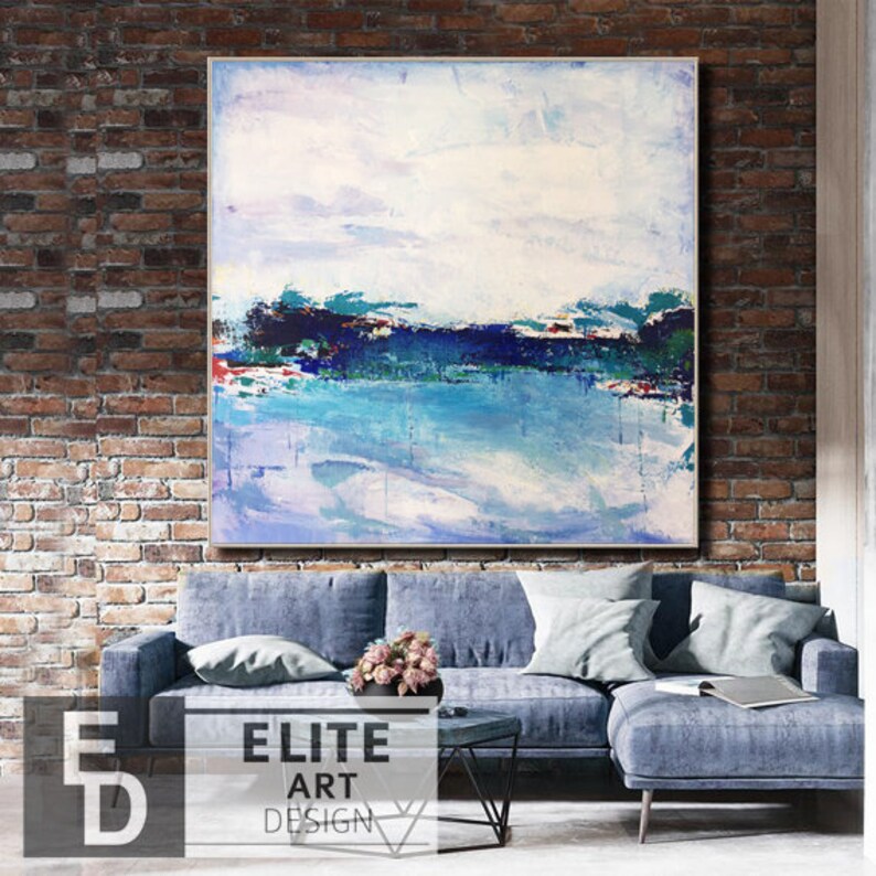Large Abstract Blue Landscape Paintings on Canvas Original - Etsy
