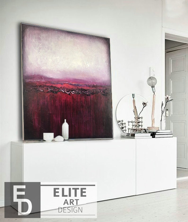 Large Original Dark Red Painting on Canvas Acrylic Burgundy - Etsy