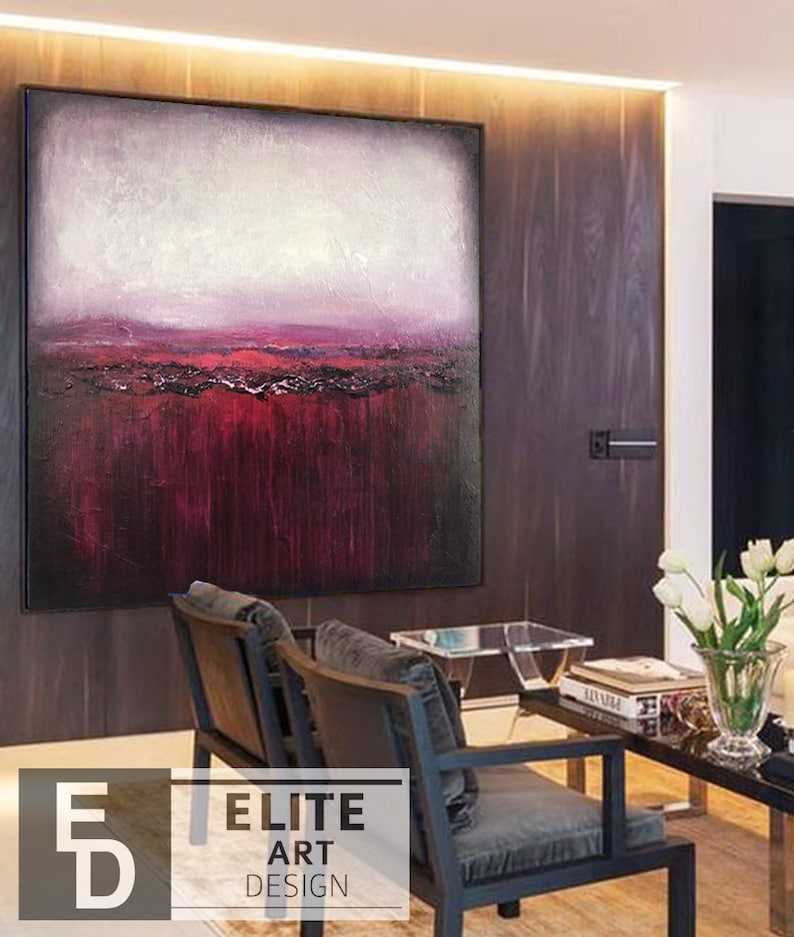 Large Original Dark Red Painting on Canvas Acrylic Burgundy - Etsy