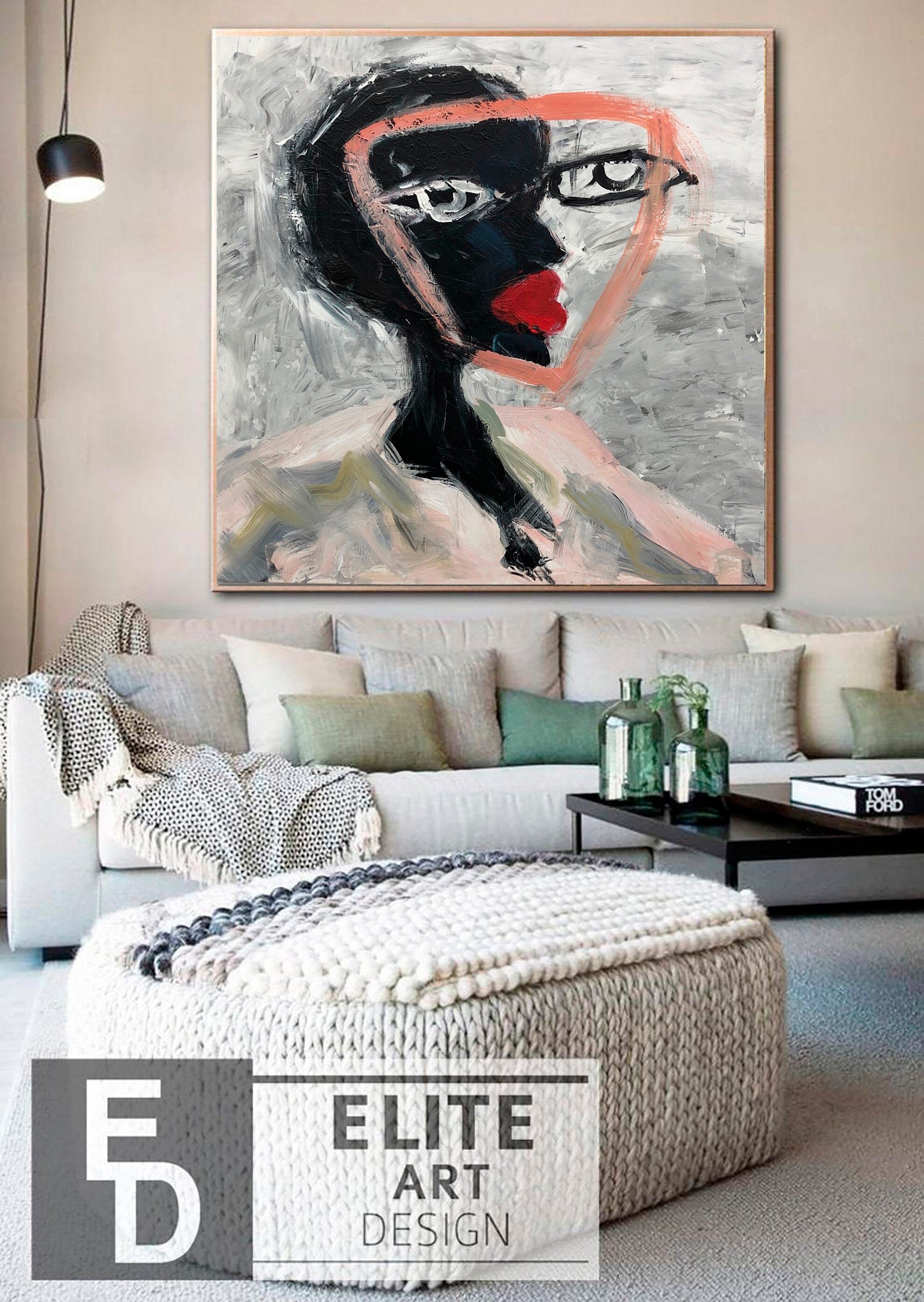 Abstract Face Paintings on Canvas Female Face Art Abstract | Etsy