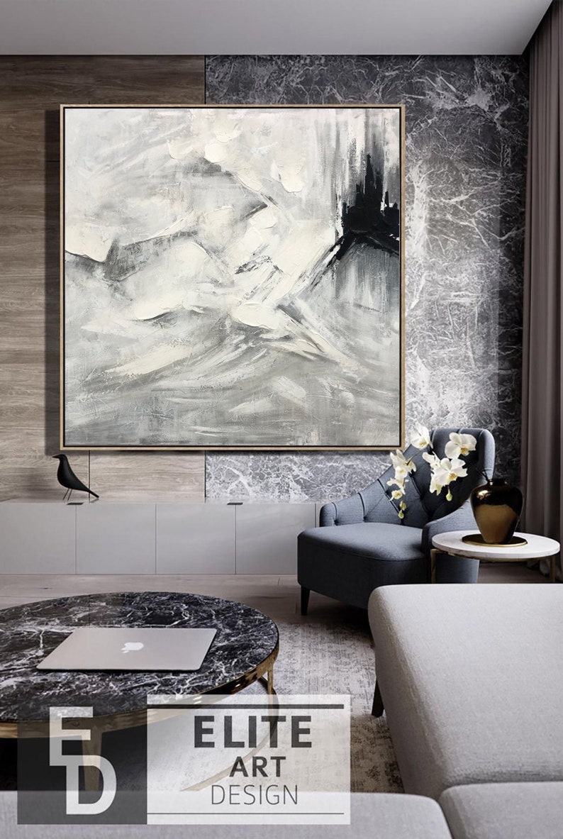 Large Original Abstract Painting White Paintings on Canvas - Etsy