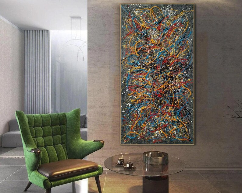 Jackson Pollock Style Paintings on Canvas Original Colorful - Etsy