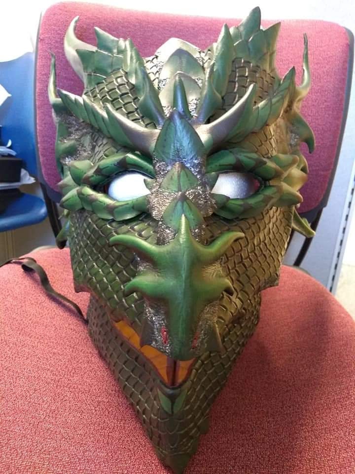 Custom Leather Dragon Mask With Movable Jaw 2 Pieces Each is OOAK Hand ...