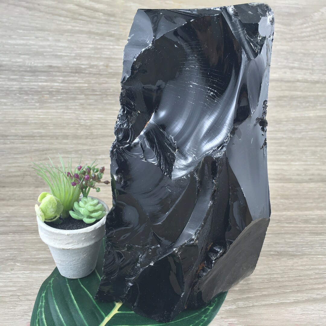 BIG! 6.3" High Black Obsidian Decor Piece - Rough - Smoothed Bottom to ...