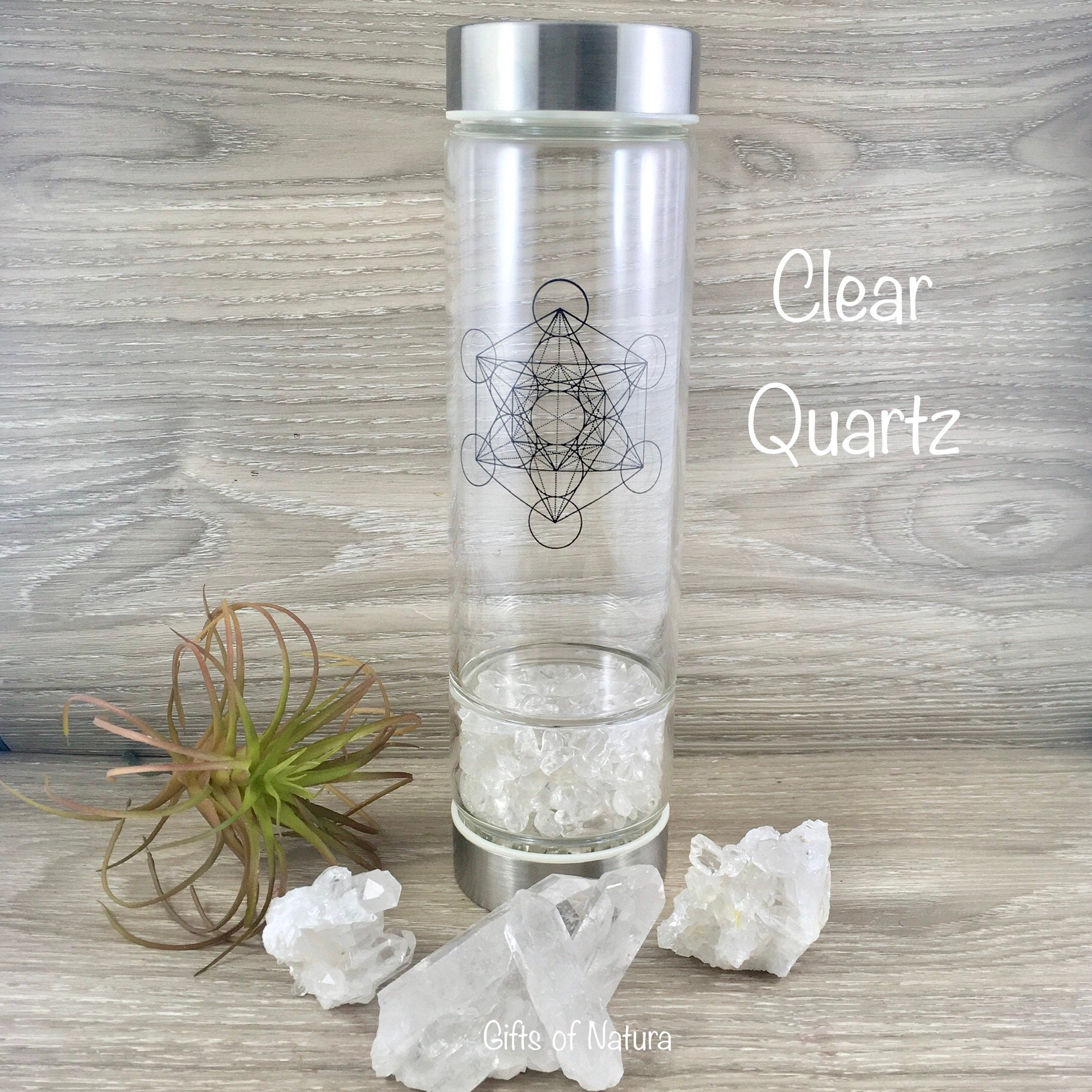 Metatron Crystal Infuser Water Bottle Glass Stainless Steel | Etsy