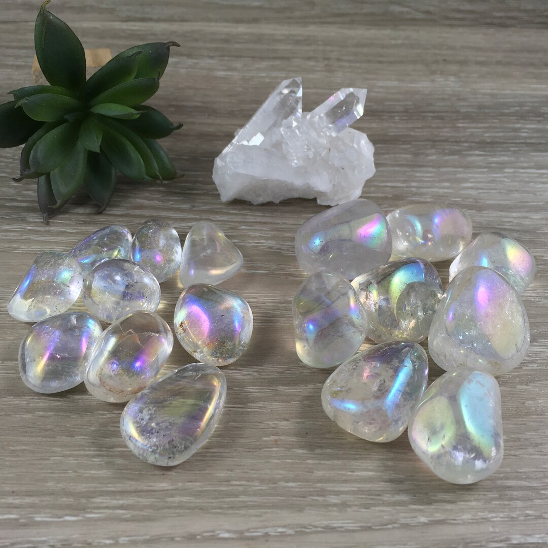 Angel Rainbow Aura Quartz 2 Sizes to Choose Tumbled, Smooth, Polished ...