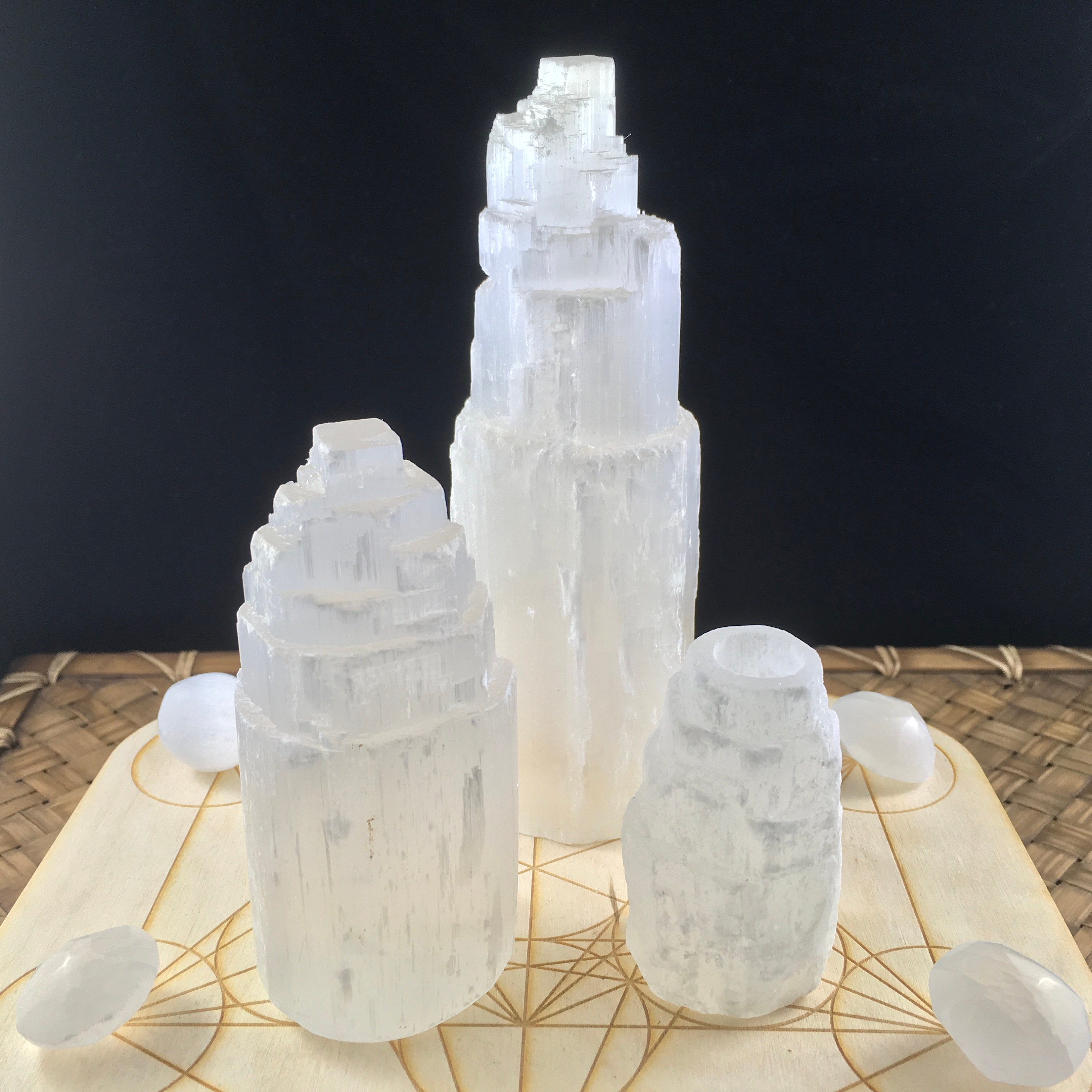 Selenite Mineral Tower LED Color Changing Stand Option 3 - Etsy Canada